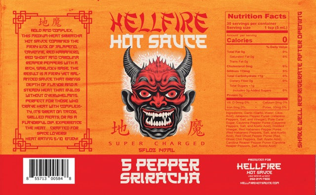 NEW! Hellfire 5-Pepper Blend Sriracha Sauce 5oz bottle – Hellfire Hot Sauce
