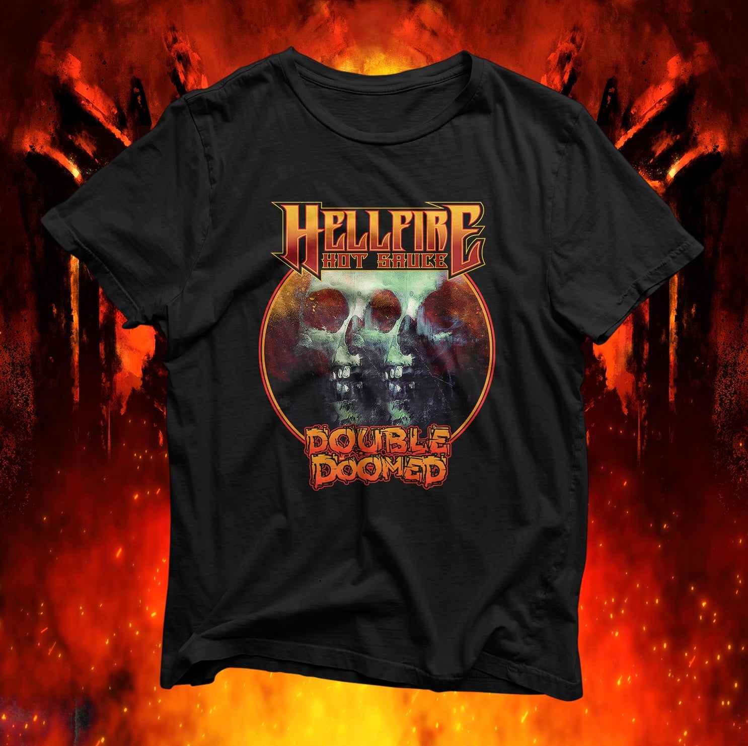 Double Doomed! T Shirt – Hellfire Hot Sauce