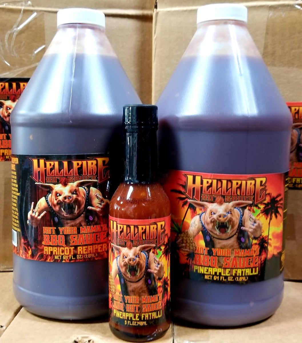 New! Half gallon Restaurant size BBQ Sauce – Hellfire Hot Sauce